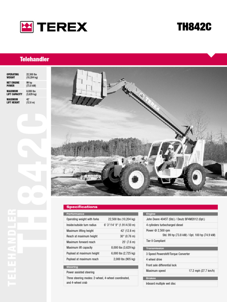 Ficha Tecnica Telehandler Terex | PDF | Horsepower | Motor Vehicle