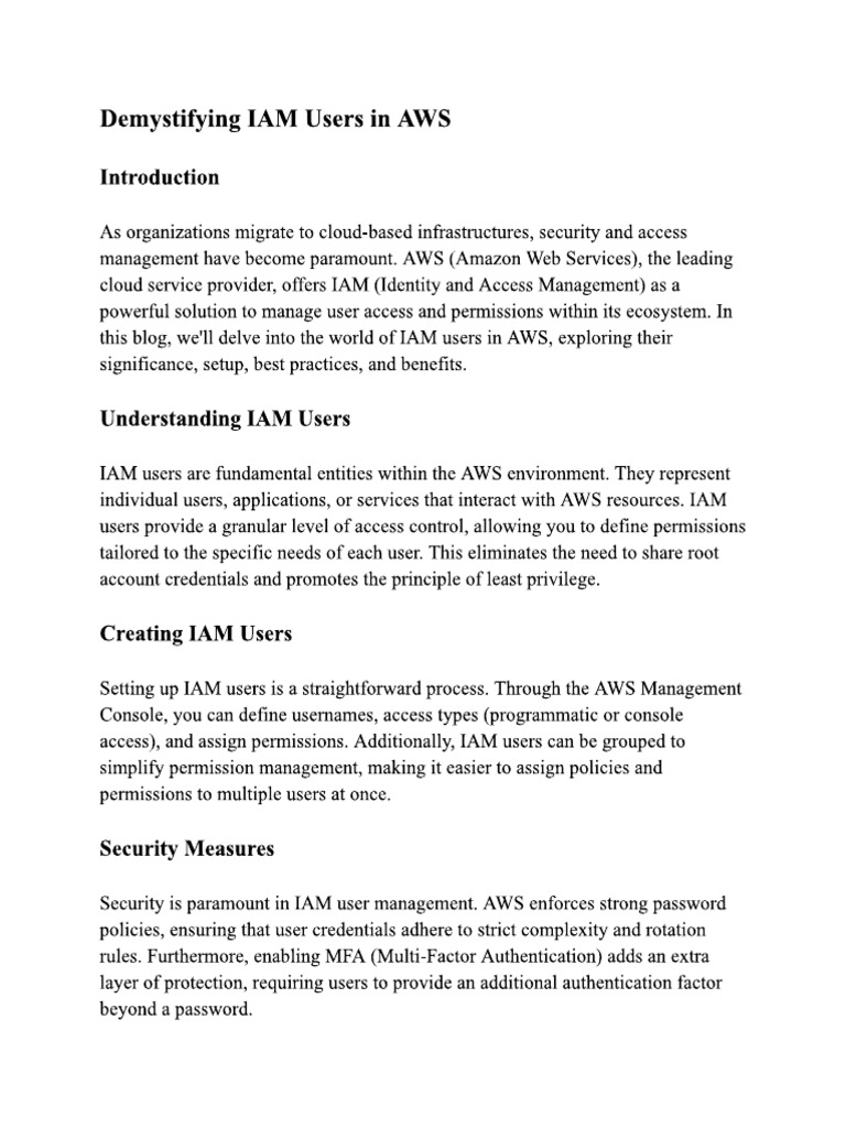 Demystifying IAM Users in AWS | PDF