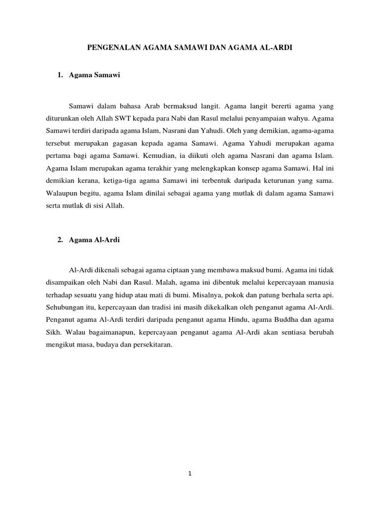 Agama Samawi Dan Agama Alardi | PDF