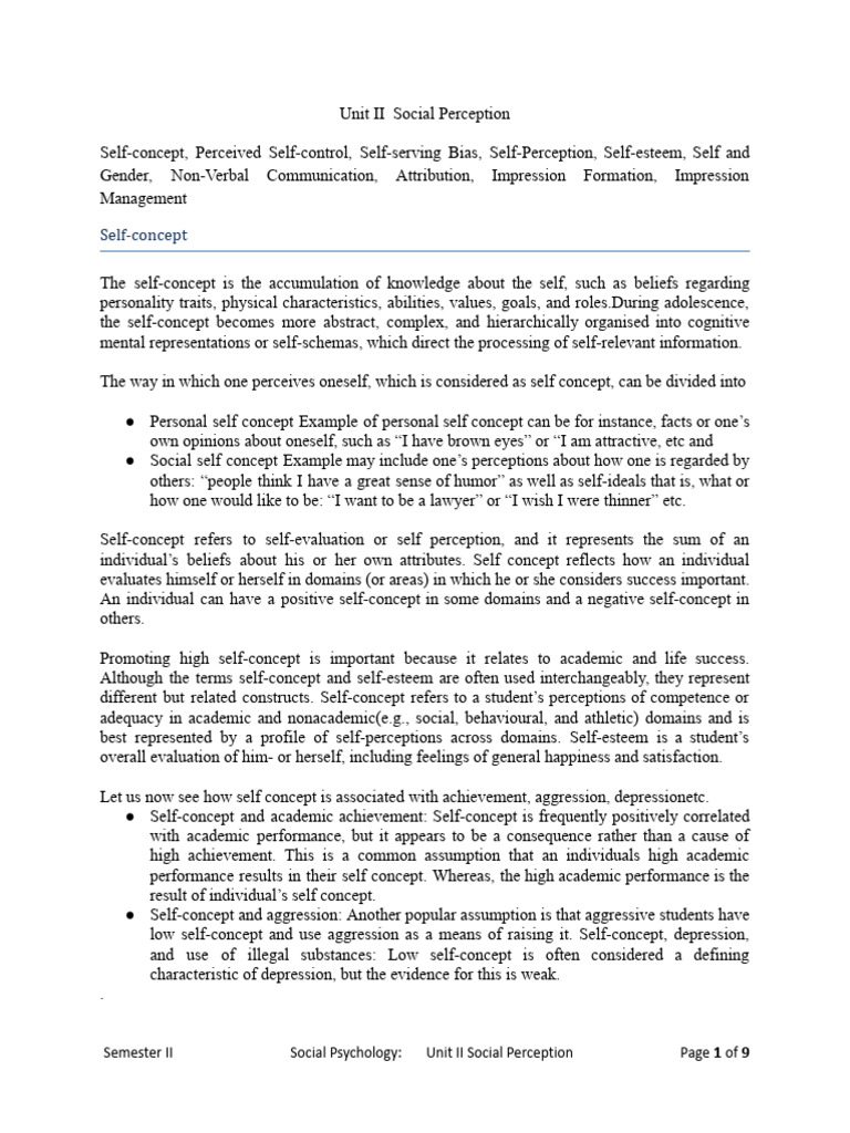 Social Perception | PDF | Self Concept | Self Esteem