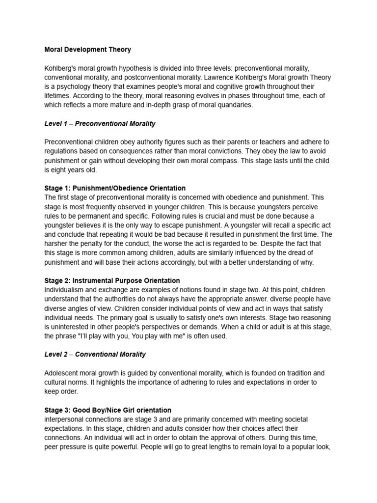 Kohlberg's Stages of Moral Development | PDF | Morality | Social Psychology