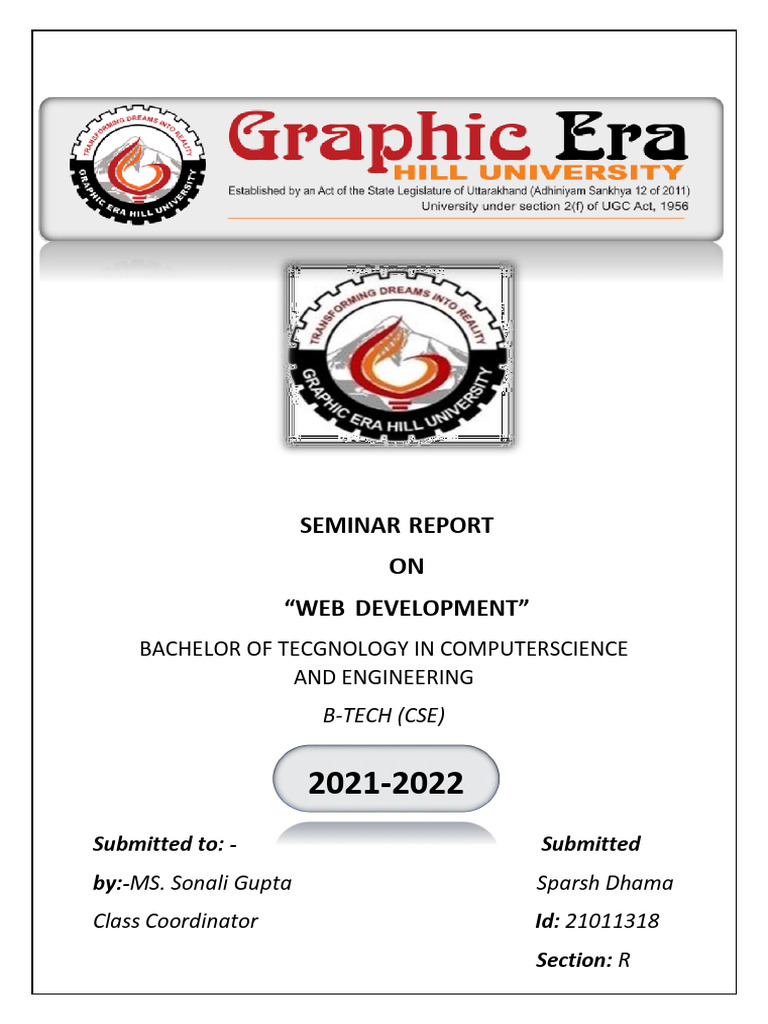 Report On Webdevelopment | PDF | Html | World Wide Web