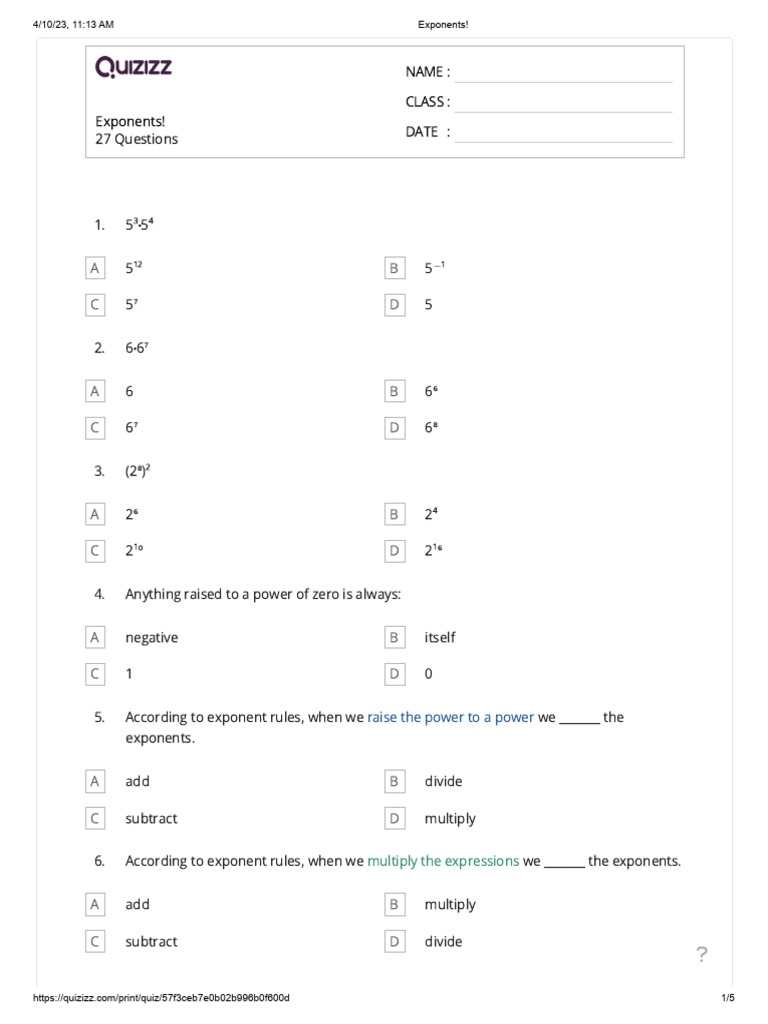 Exponents! | PDF | Exponentiation | Abstract Algebra