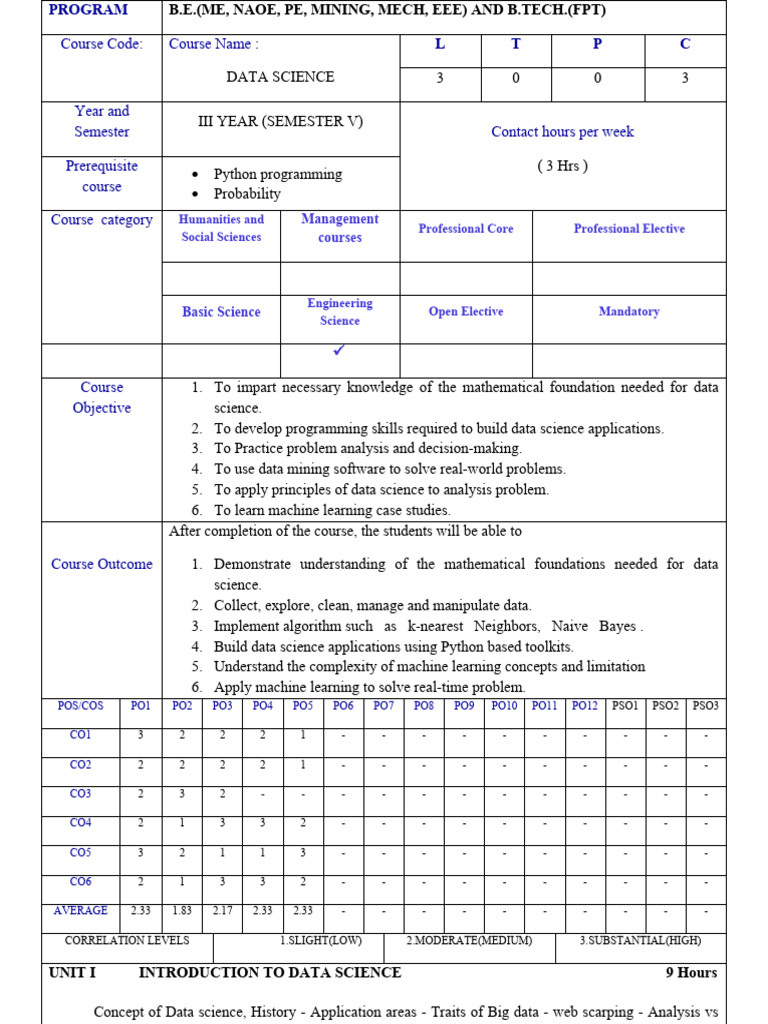 Data Science Syllabus | Download Free PDF | Machine Learning | Science