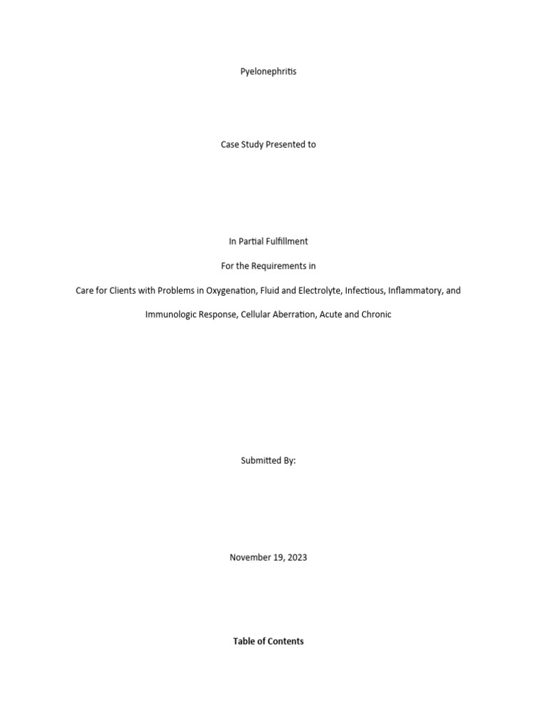 Pyelonephritis - Case Study | PDF | Urinary Tract Infection | Urinary ...