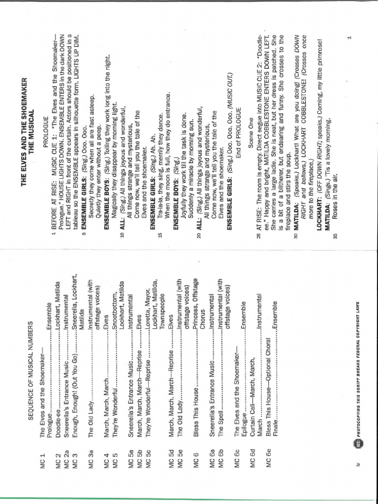 Elves and The Shoemaker Script | PDF