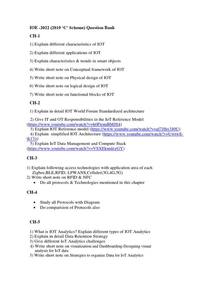 IOE Question Bank - Final Exam-DeC-2022 | PDF