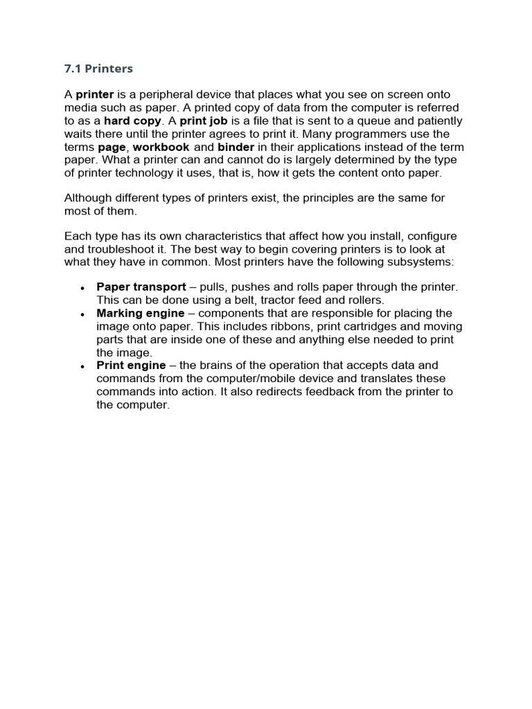 Printer and SubSystem | PDF