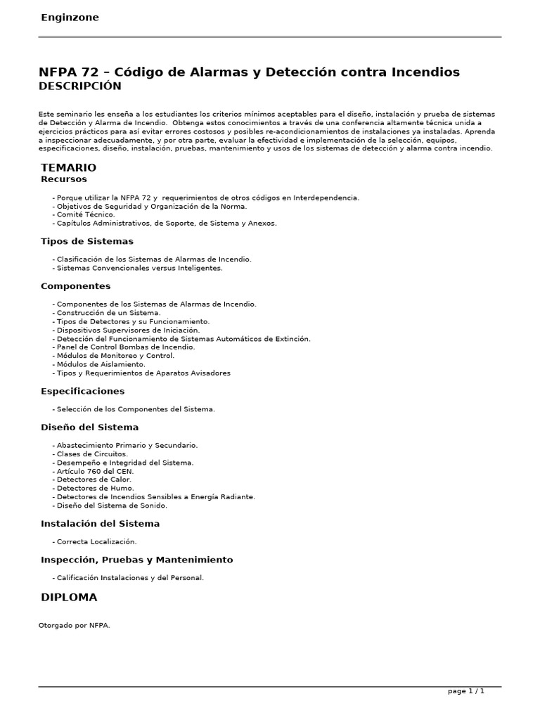 Enginzone-NFPA 72 - Código de Alarmas y Detección Contra Incendios | PDF