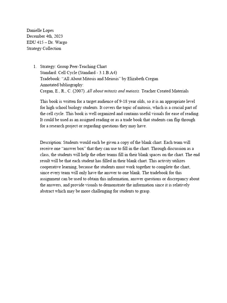 Edu 415 Strategy Collection | PDF | Biology | Ploidy