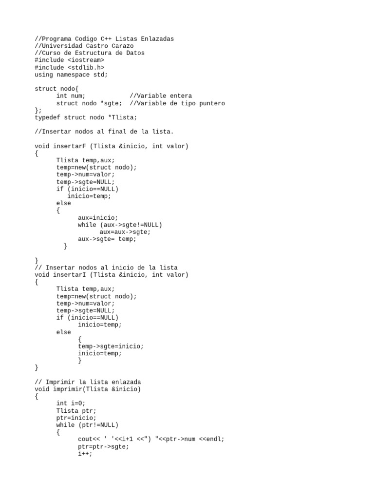Lista Enlazada Simple Pdf C Datos De Computadora