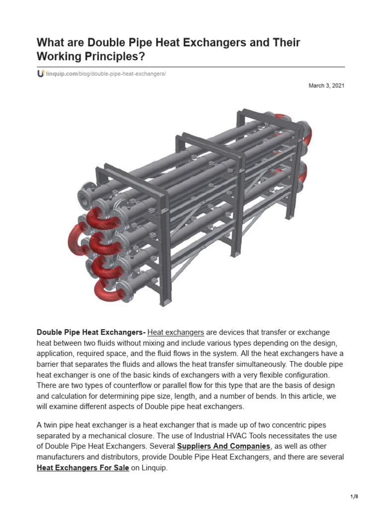 What Are Double Pipe Heat Exchangers and Their Working Principles | PDF ...