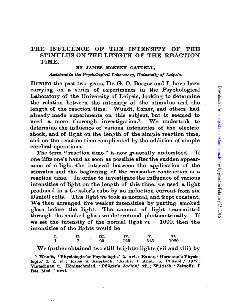 Article 3 - Cattell. The Influence of The Intensity of The Stimulus On ...