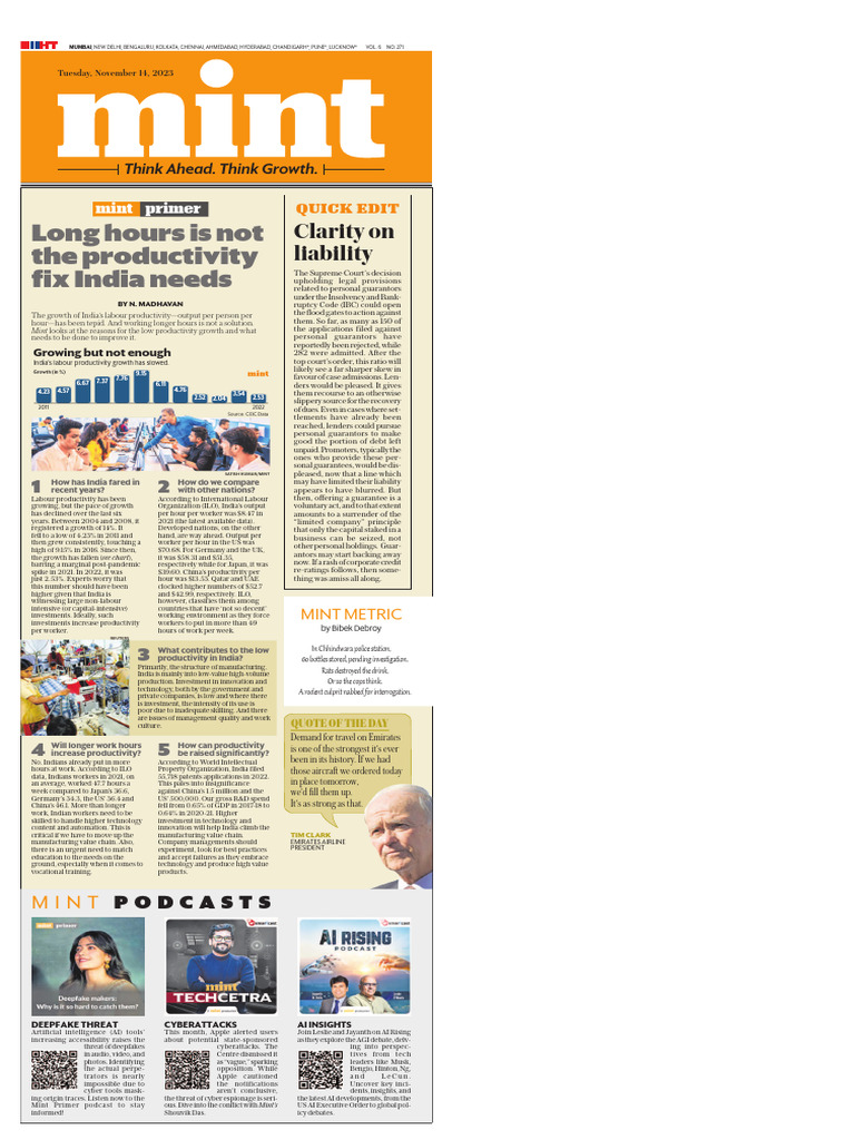 Mint Mumbai 14-11-2023 | PDF | Inflation | Interest Rates