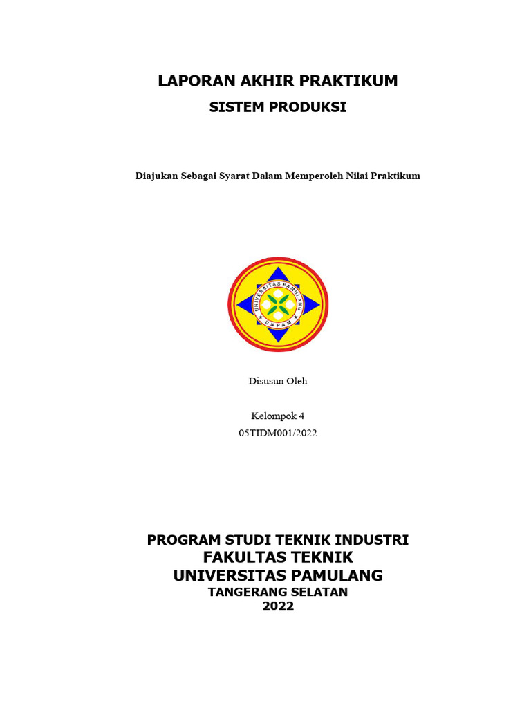 Laporan - Praktikum - Sistem - Produksi - Kelompok 4 | PDF