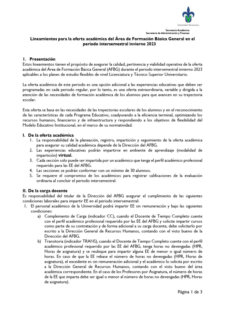 Lineamientos AFBG Invierno 2023 | PDF | Maestros | Gestión de recursos ...