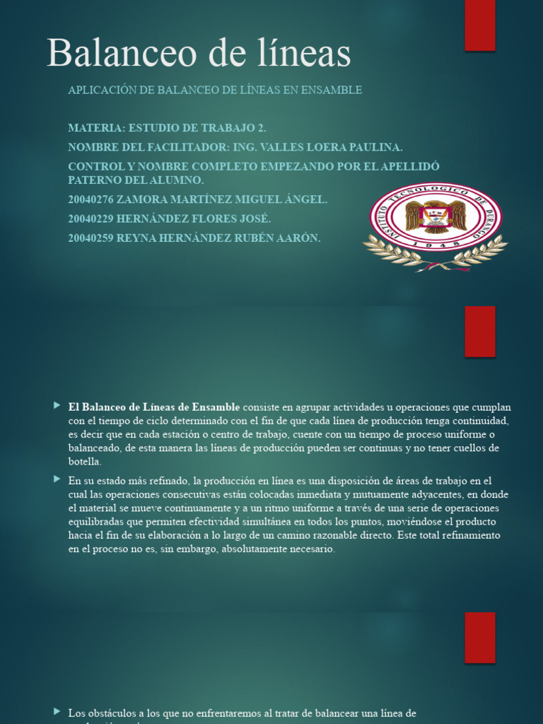 Balanceo de Líneas Metodo Normal | PDF