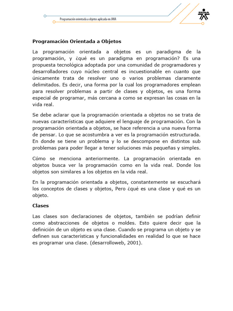 Introducción a la POO en Java | PDF | Objeto (informática) | Herencia (Programación Orientada a ...