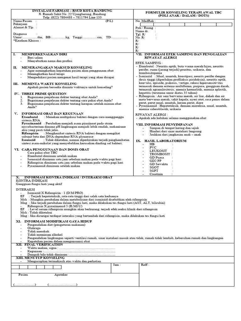 Form Konseling TBC Awal | PDF