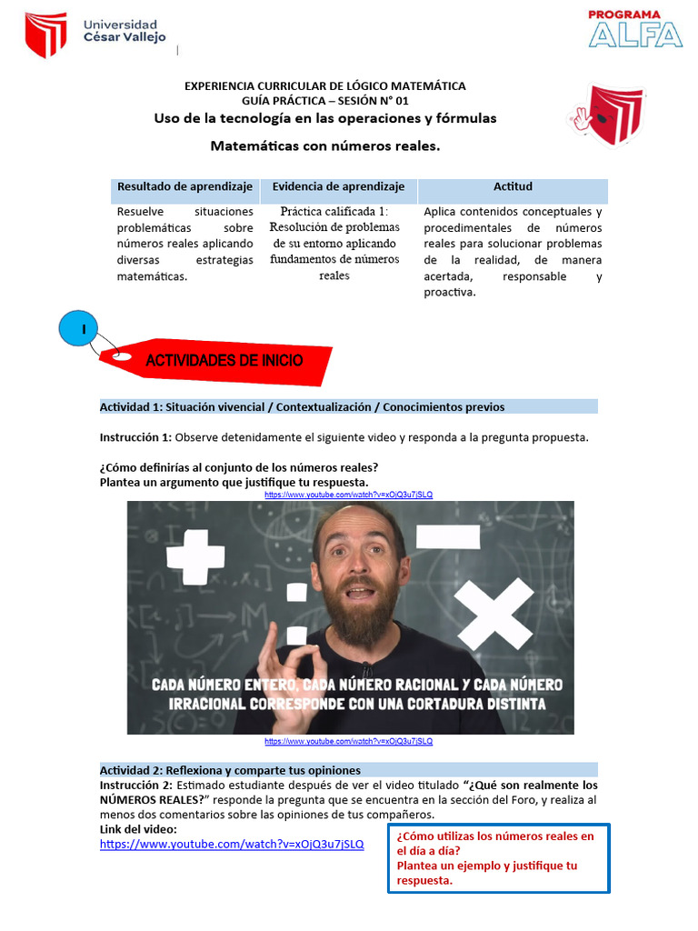 Guía Sesión 1-Corregido | PDF | Números | Número racional