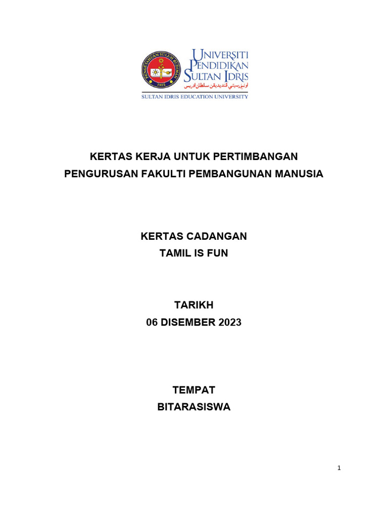 Format Kertas Kerja Pelajar (Kursus) - FPM (1) (1) New | PDF