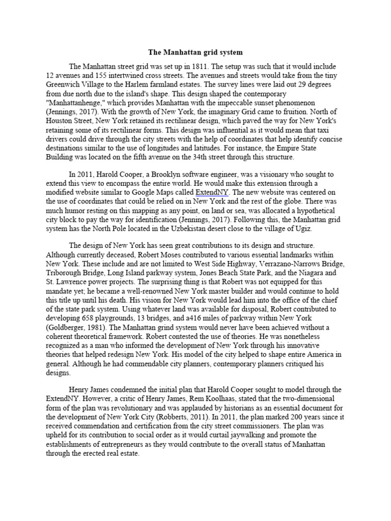 The Manhattan Grid System | PDF | New York City