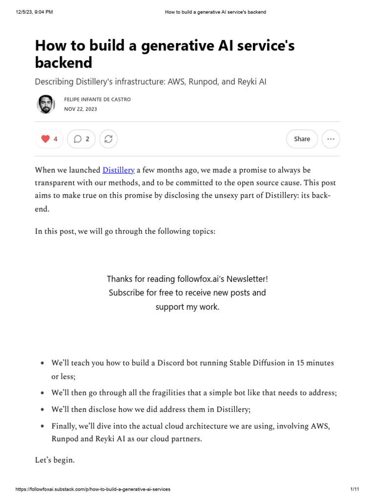 How To Build A Generative AI Service's Backend | PDF | Cloud Computing | Amazon Web Services