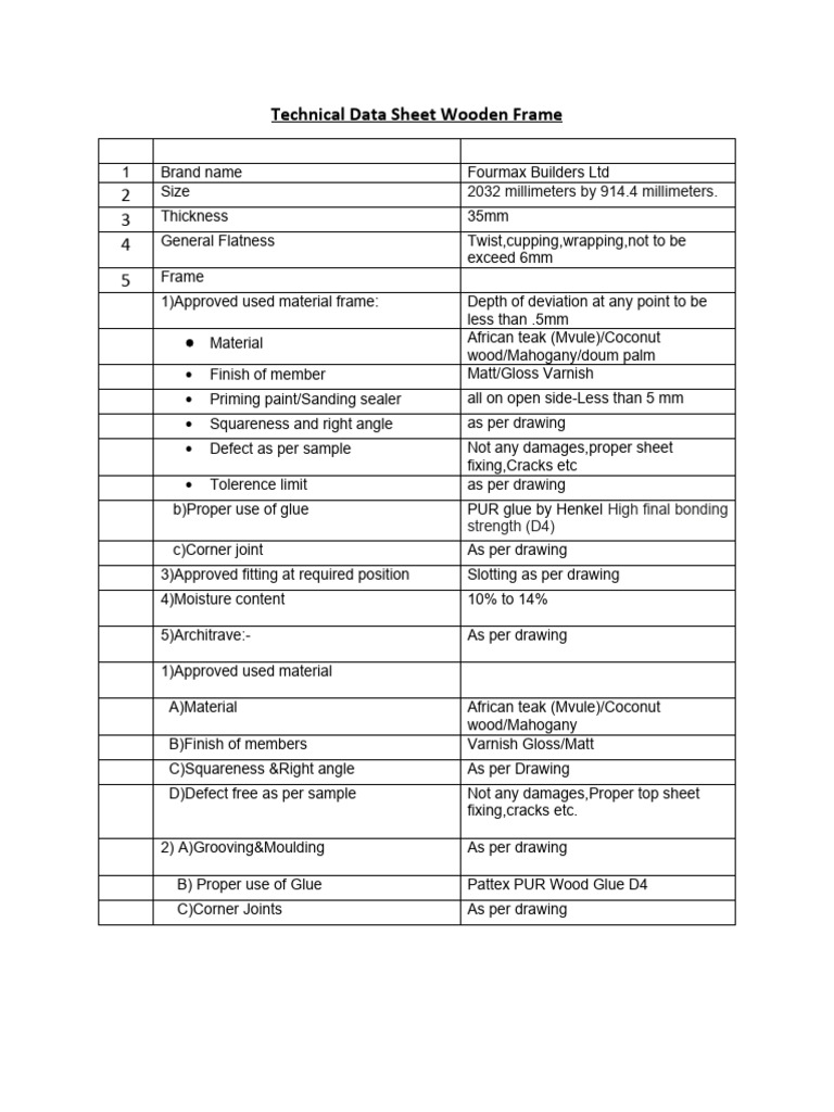Wooden Door Frame Specifications | PDF | Door | Crafts