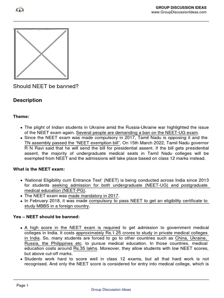 Should NEET Be Banned | PDF | Educational Stages | Higher Education