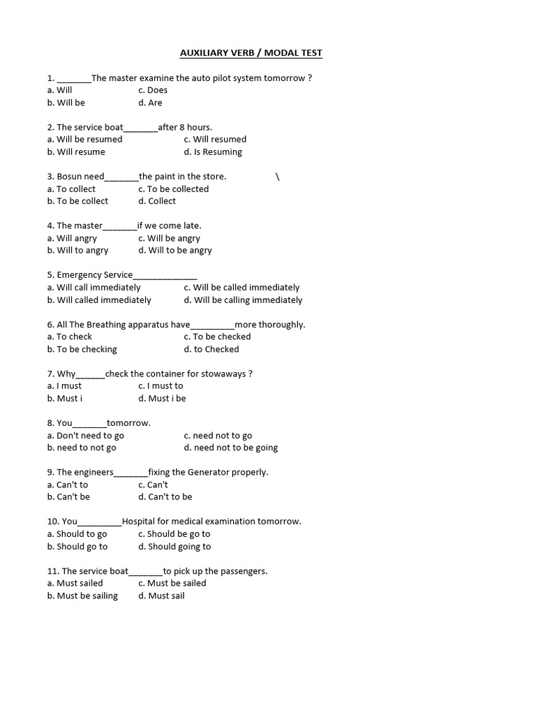 Modal Phrase Test | PDF | Home & Garden | Science & Mathematics