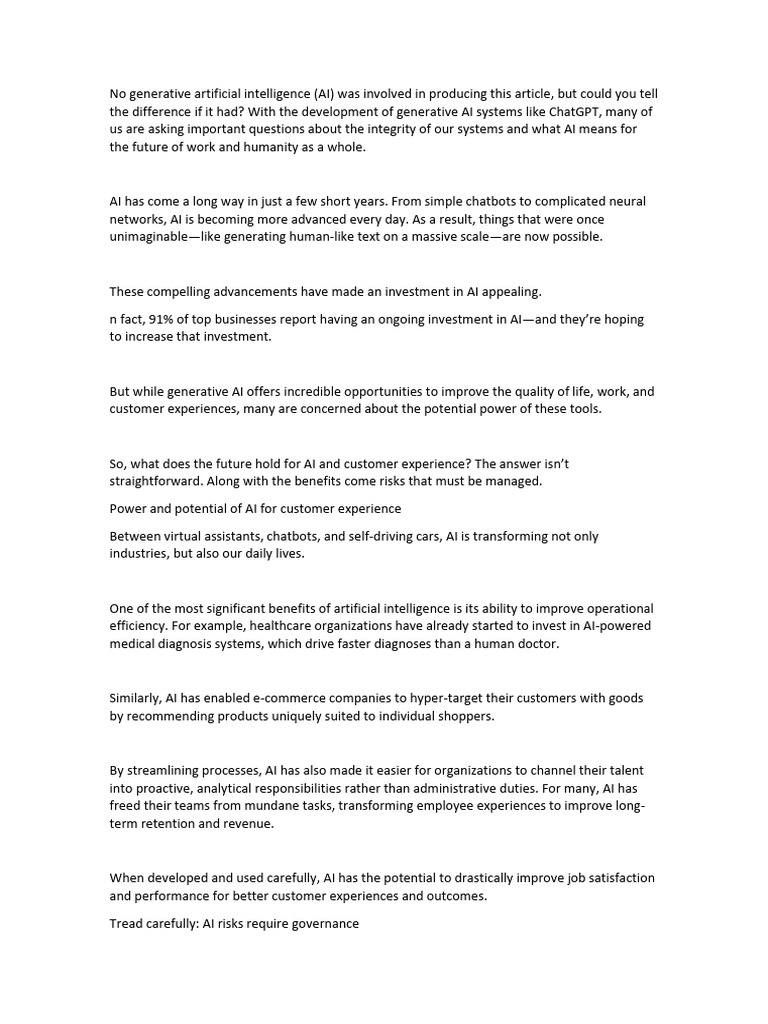 No Generative Artificial Intelligence | PDF | Intelligence (AI ...