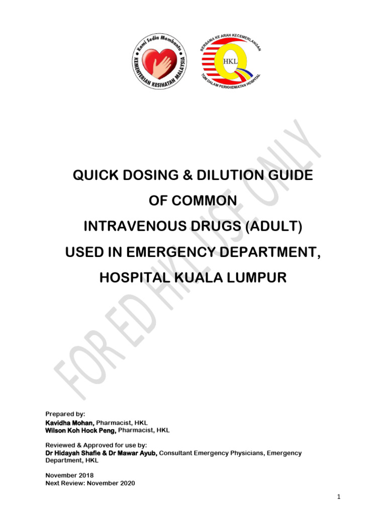 IV Drug Dilution Guide for Emergencies | PDF | Intravenous Therapy ...