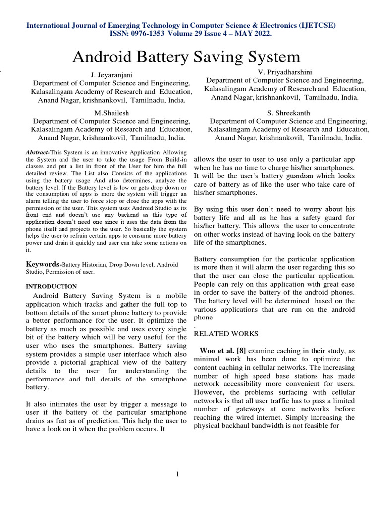 Android Battery Saving System - 1651851698 | PDF | Android (Operating System) | Smartphone