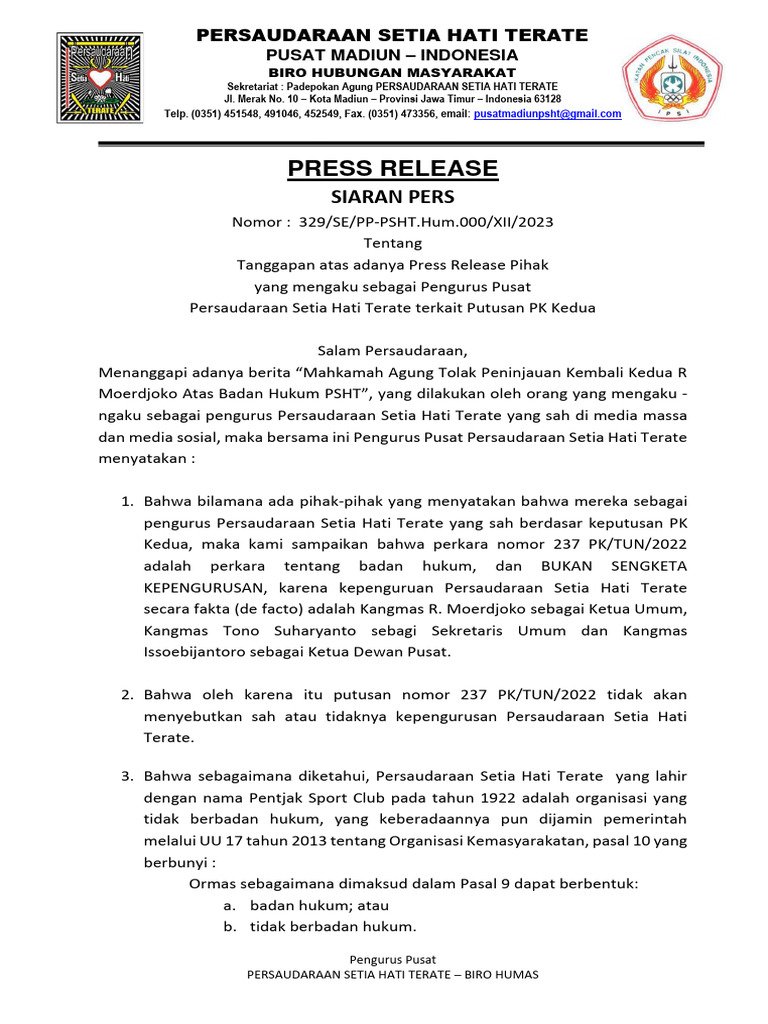 Pers Rilis 2023 | PDF
