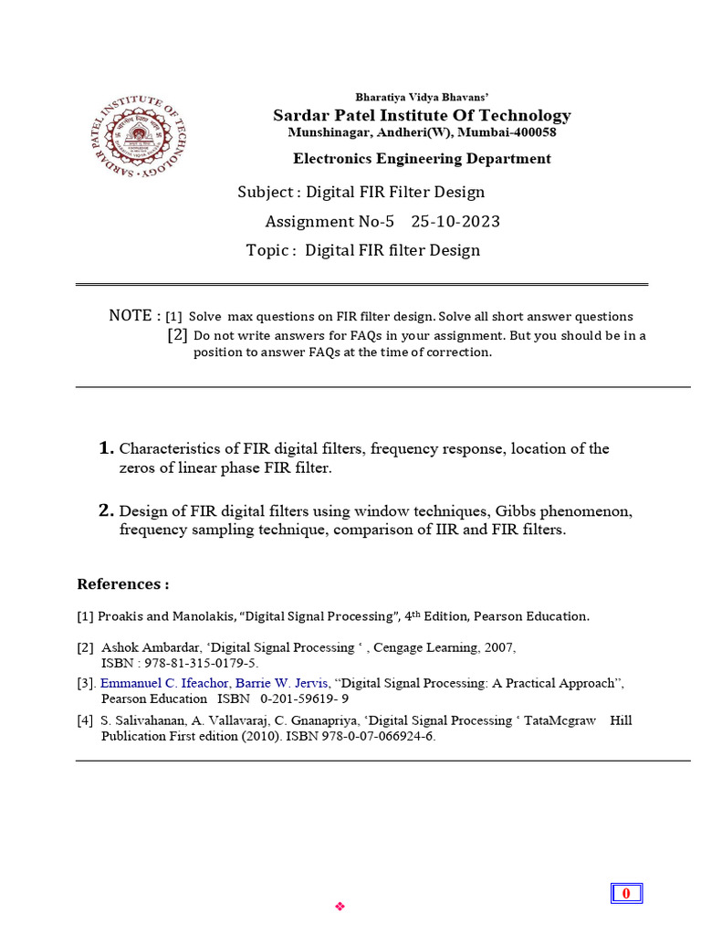 DSP Assignment-5 F I R Filter-3 | PDF | Digital Signal Processing | Signal Processing