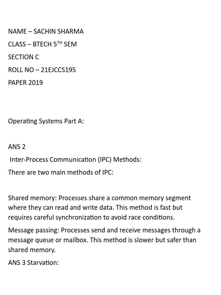 Os 2019 Solution Pdf Thread Computing Process Computing