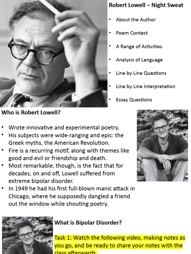 Robert Lowell Night Sweat | PDF