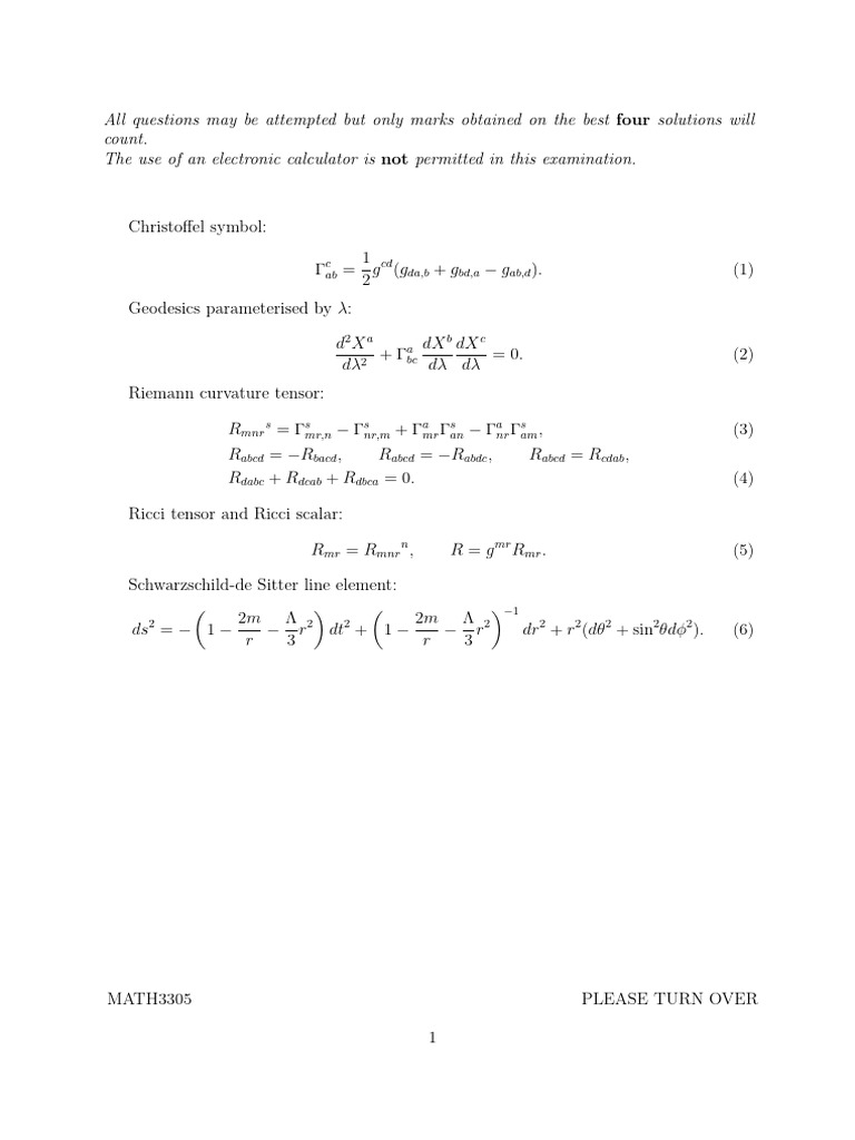 GR Exams Merged | PDF | Tensor | Non Euclidean Geometry