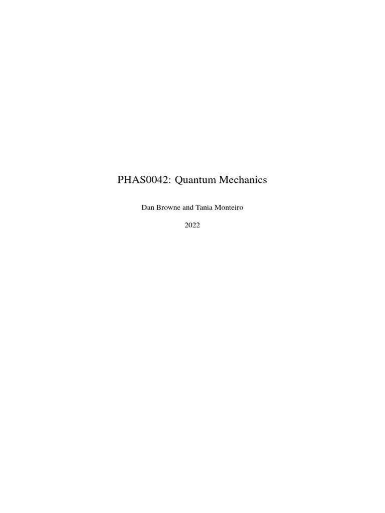 Quantum Lecture Notes | PDF | Wave Function | Quantum Mechanics