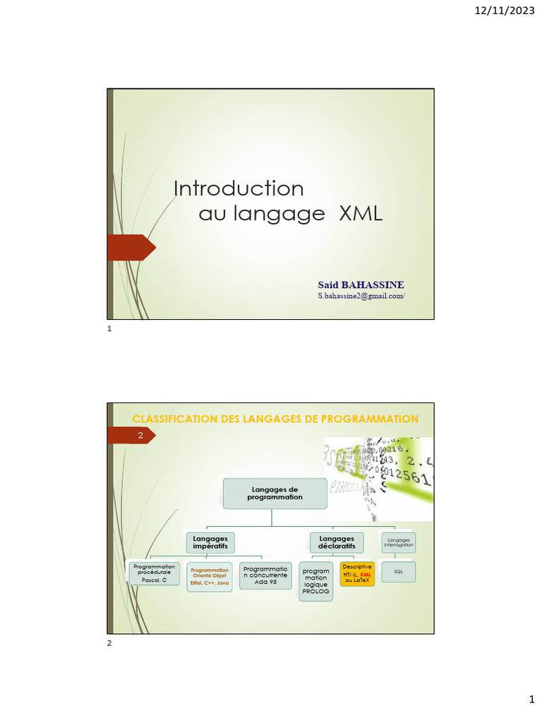 Introduction au langage XML et ses usages | PDF | XML | Html