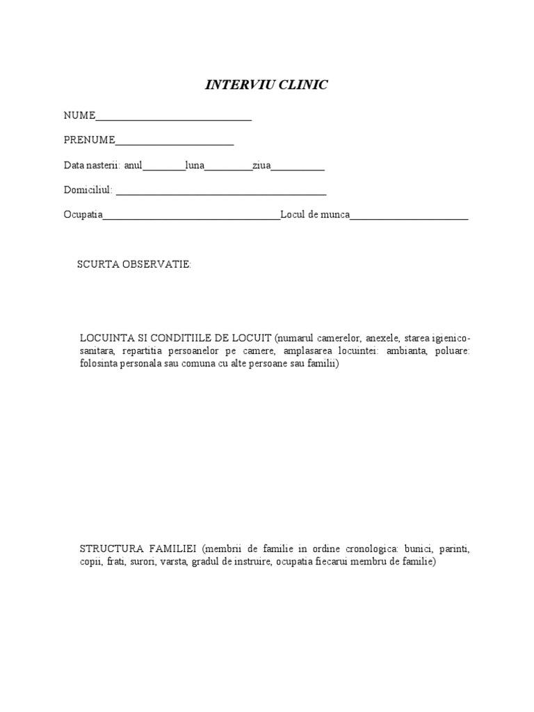 Fisa Interviu Clinic
