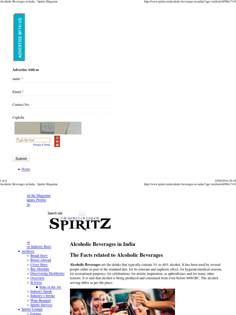 Alcoholic Beverages in India - Spiritz Magazine | PDF | Alcoholic ...