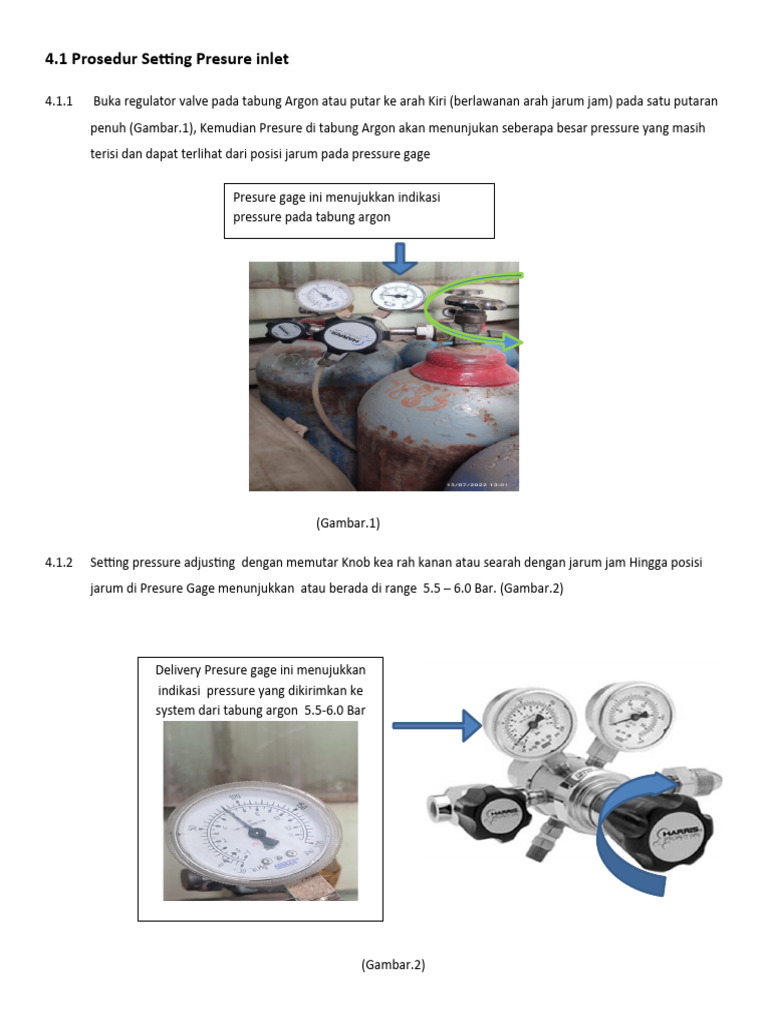 Prosedur Penggunaan Dan Setting Argon Presure ICP | PDF