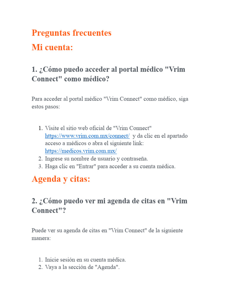 Guía de Uso Médico en Vrim Connect | PDF | Contraseña