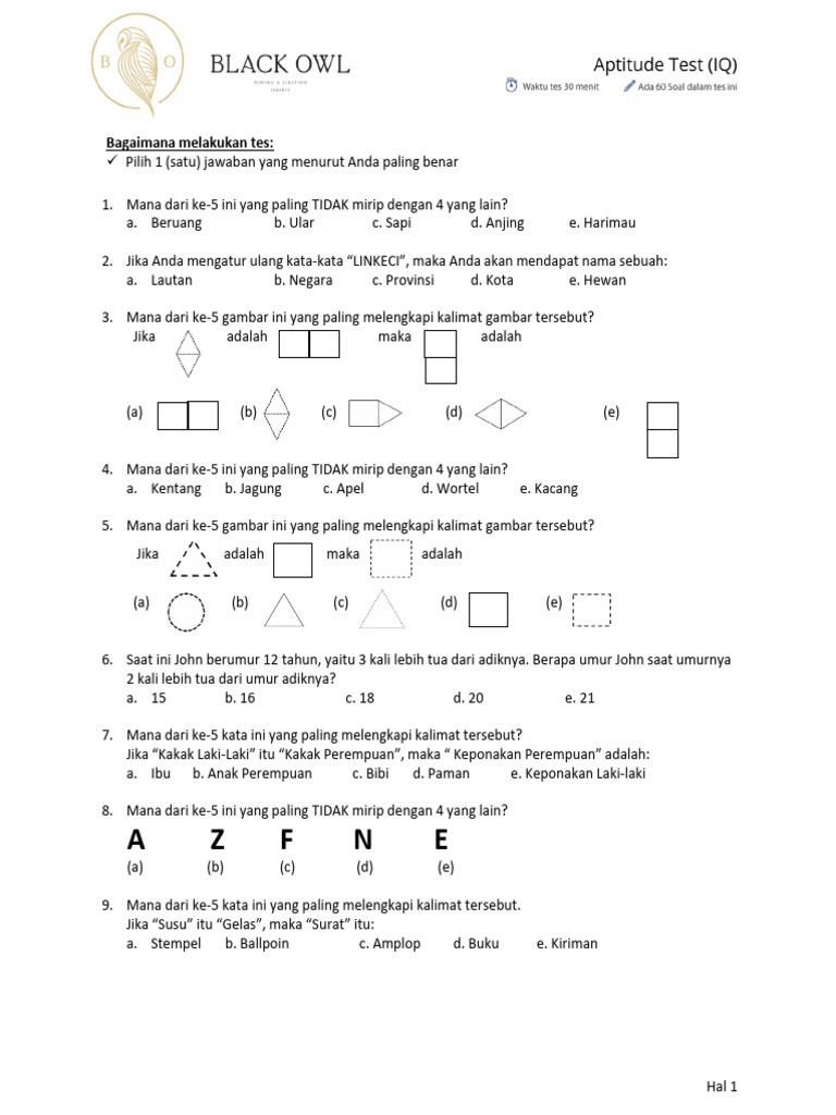 Soal Aptitude Test (IQ) | PDF