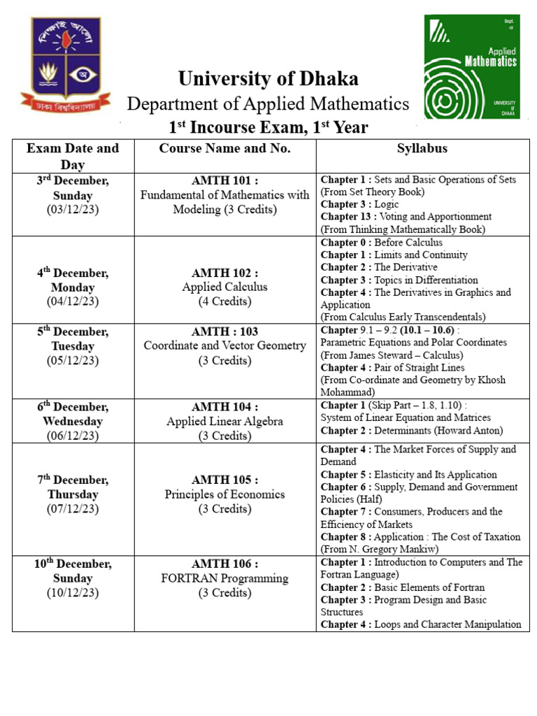 1st Year Incourse Exam Applied Mathematics | PDF | Mathematics | Equations