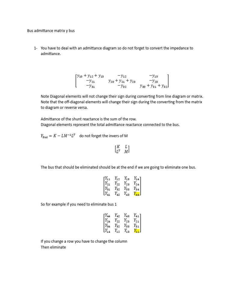 Bus Admittance Matrix y Bus | PDF