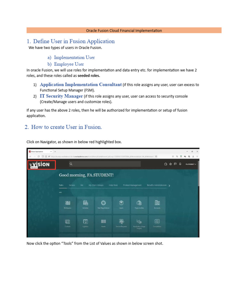 Oracle Fusion Cloud Financial Implementation | PDF | Screenshot | Button (Computing)