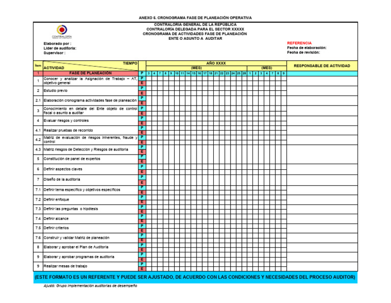 Anexo 5 Cronograma Fase de Planeación Operativa | Descargar gratis PDF ...