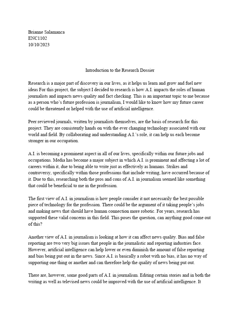 Final Draft Research Dossier 2 | PDF | Artificial Intelligence | Intelligence (AI) & Semantics